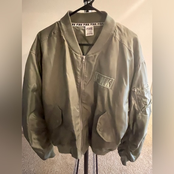 PINK Victoria's Secret | Jackets & Coats | Vs Pink Flight Jacket Olive ...